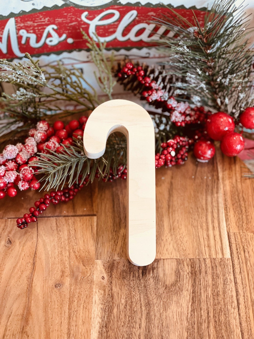 Candy Cane Shaped Craft Wood single Stick, Unfinished Tiered Tray Decor ...