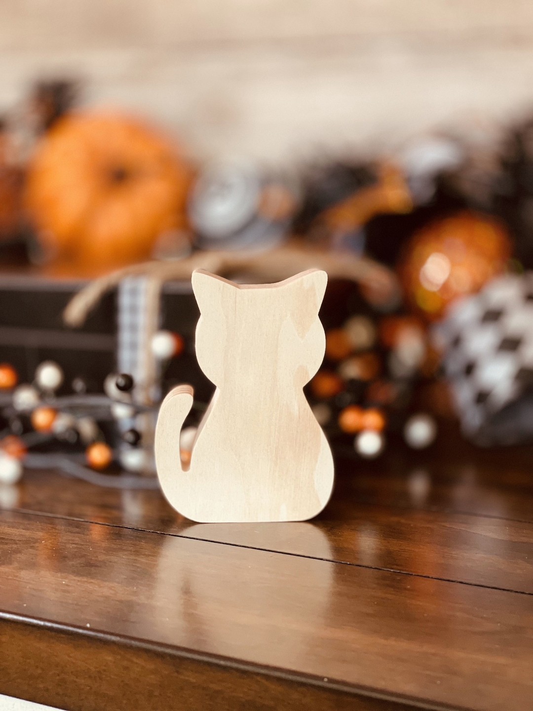 Cat Shaped Craft Wood, Unfinished Tiered Tray Decor, Halloween DIY ...