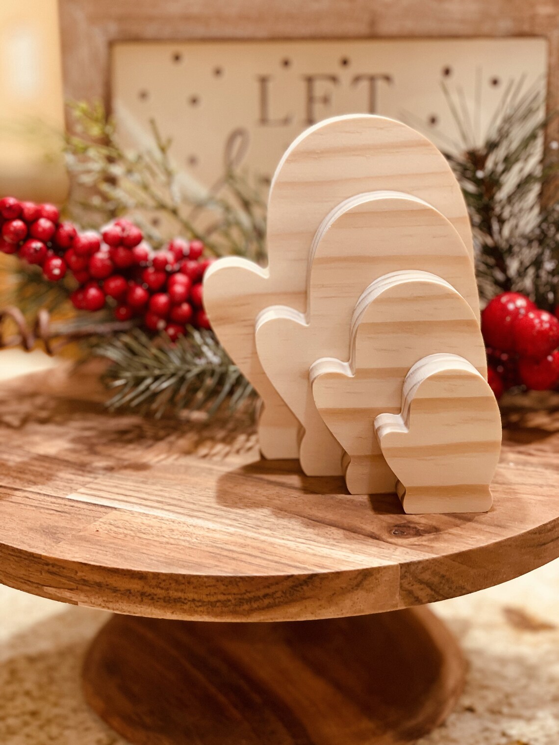 Mitten Shaped Craft Wood Unfinished Christmas / Winter Tiered - Etsy