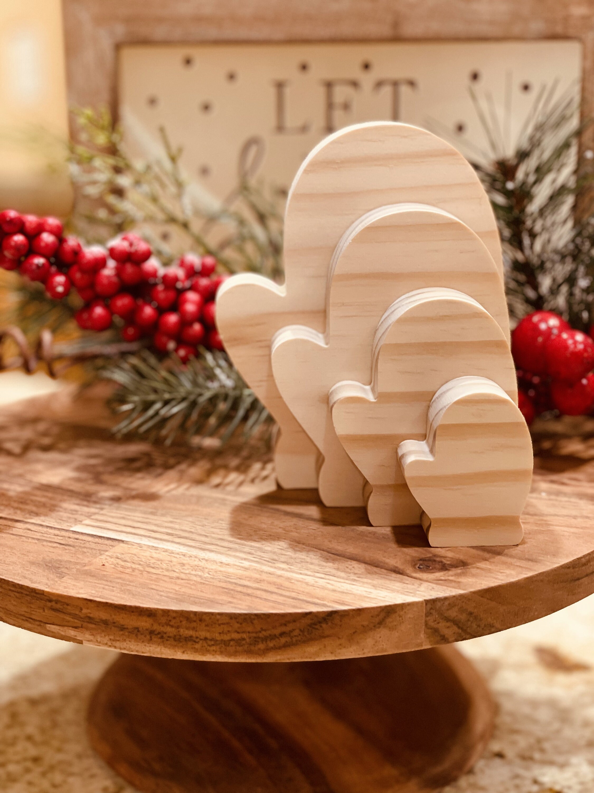 Mitten Shaped Craft Wood Unfinished Christmas / Winter Tiered - Etsy