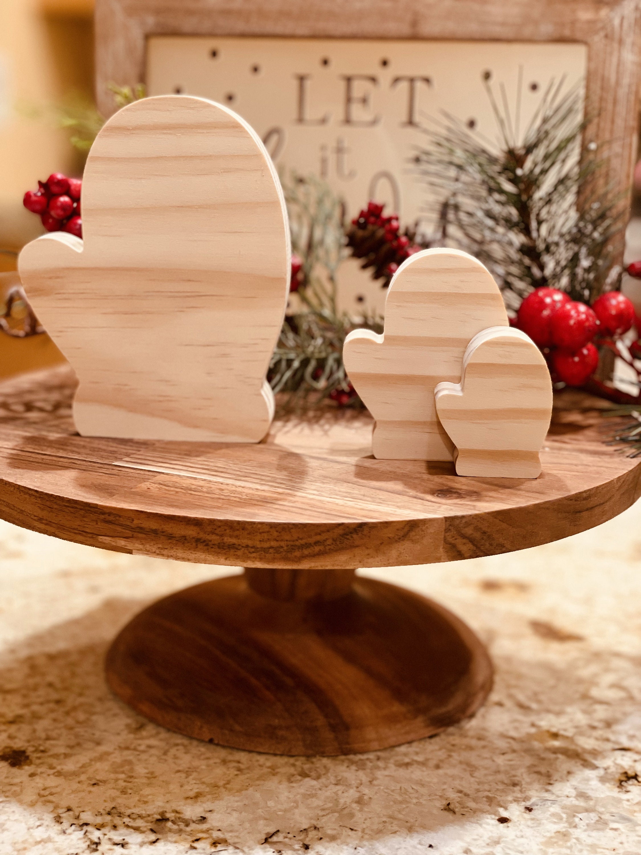 Mitten Shaped Craft Wood Unfinished Christmas / Winter Tiered - Etsy