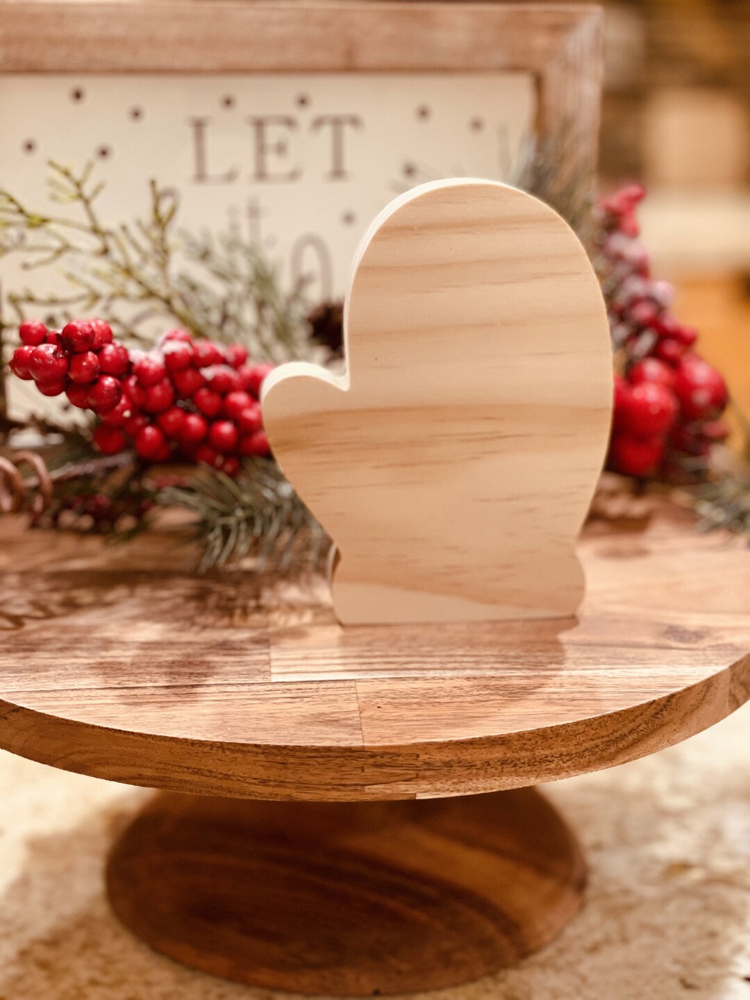 Mitten Shaped Craft Wood, Unfinished Christmas / Winter Tiered Tray ...