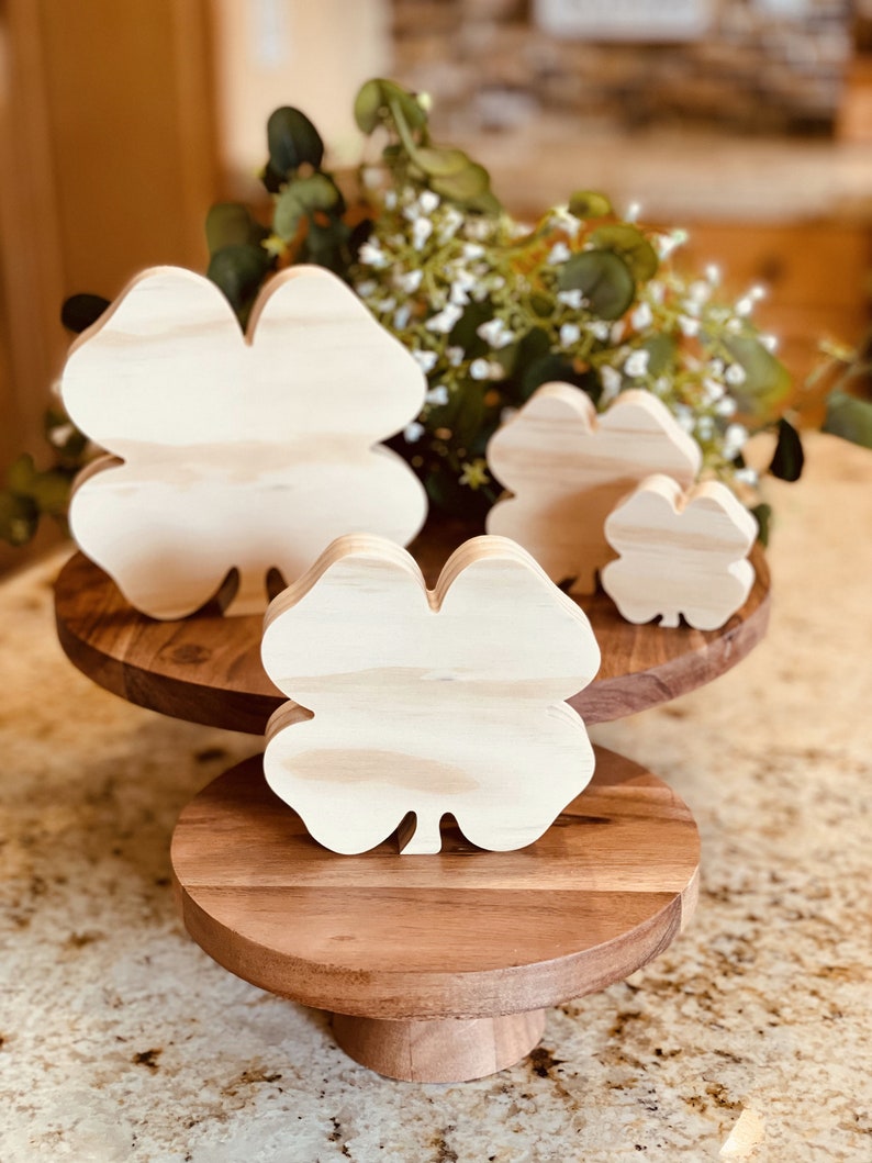 4-leaf Clover Shaped Craft Wood Unfinished Tiered Tray Decor | Etsy