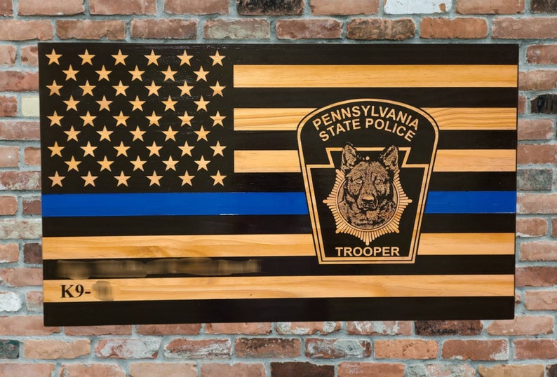 K9 American Flag Blue Line Wooden Flag Police Badge Flag - Etsy