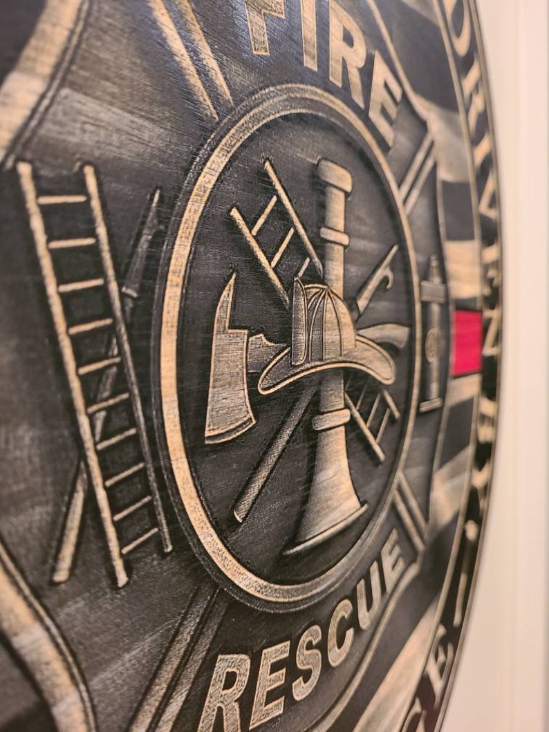 Firefighter Wood Sign Red Line Fireman Signs Laser Etched - Etsy