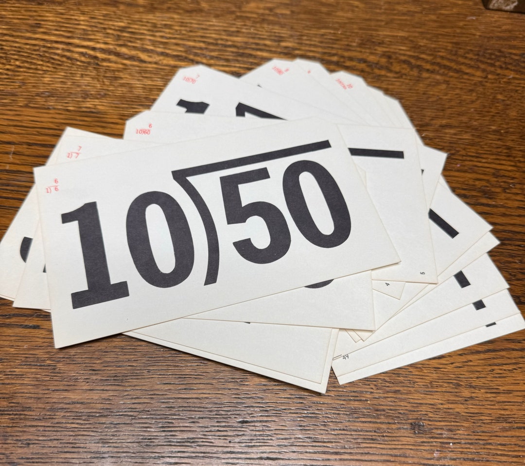 Vintage Math Flash Cards- Division Vintage Ephemera - Etsy