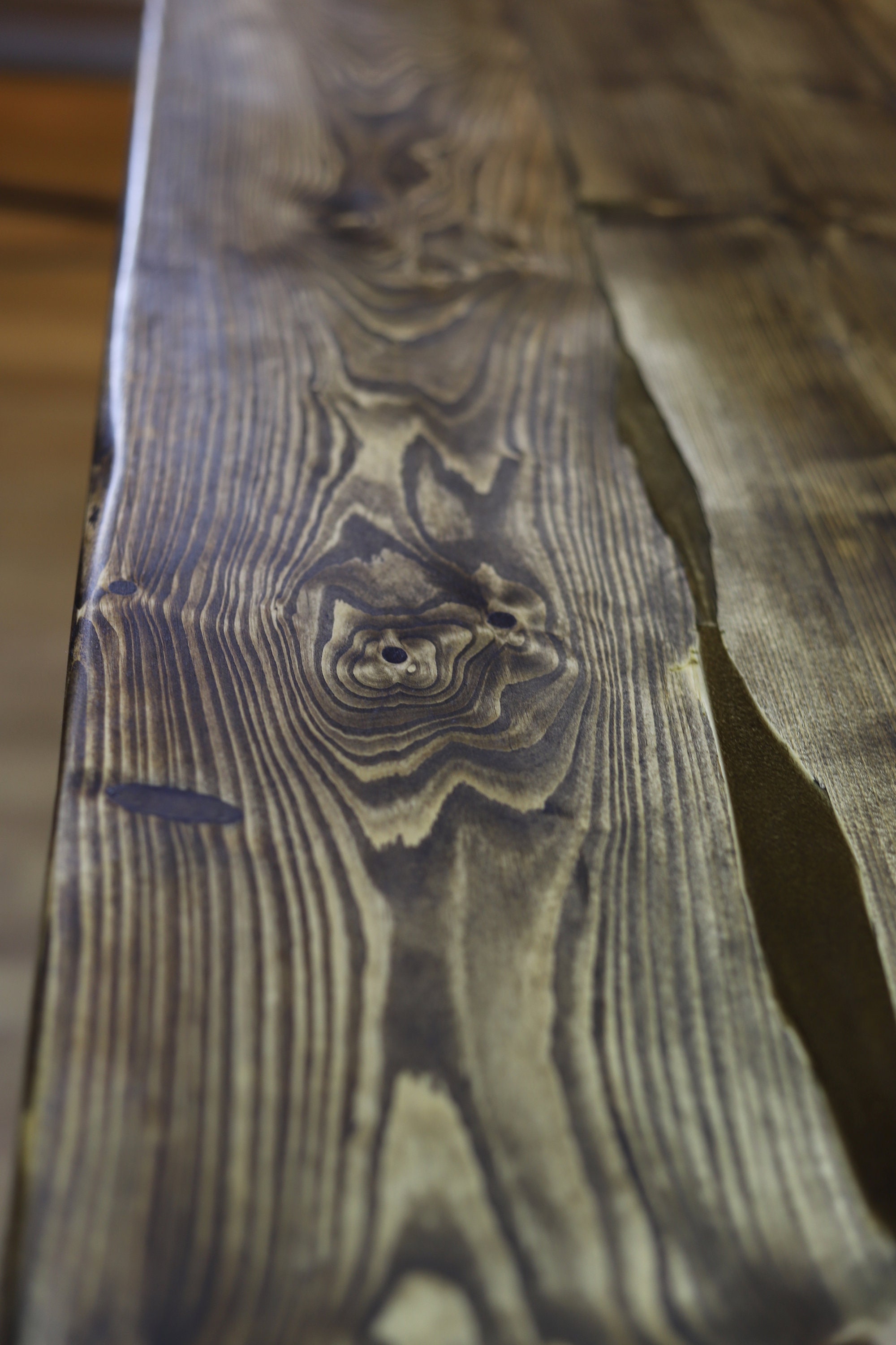 Rustic Dining Table Reclaimed Wood With Epoxy Resin Infills - Etsy
