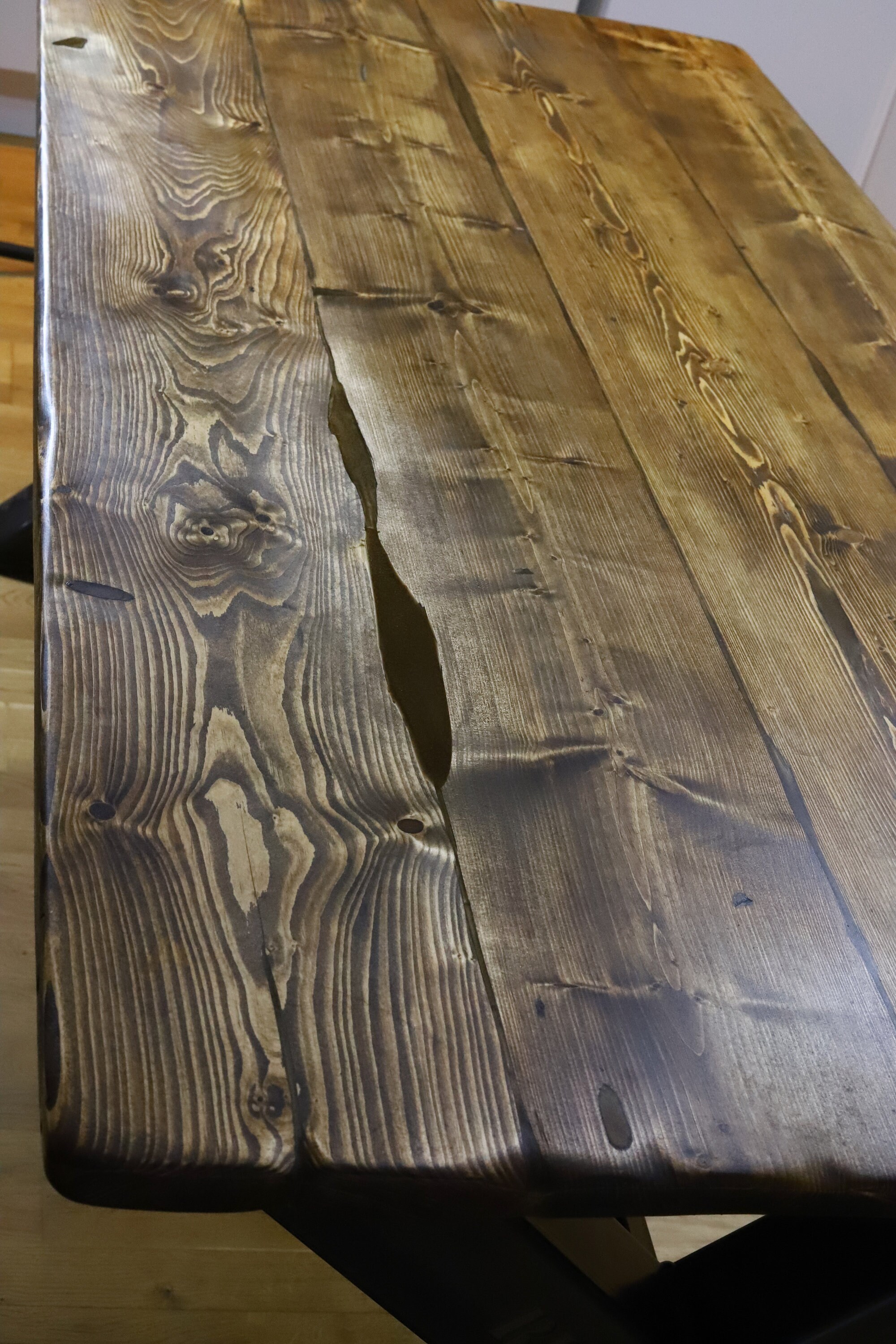Rustic Dining Table Reclaimed Wood With Epoxy Resin Infills - Etsy