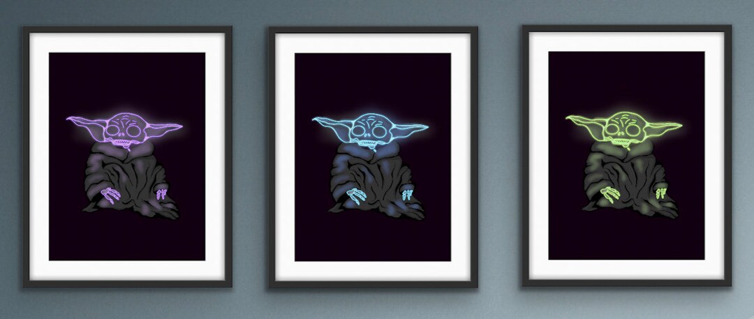 Neon Skeleton Grogu Print: Star Wars Fan Art (digital Download) - Etsy