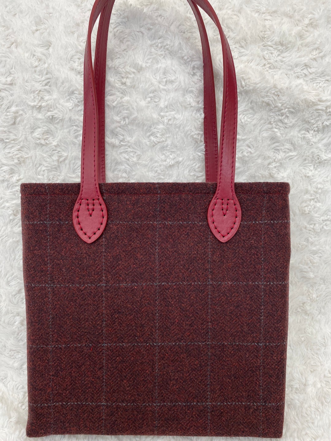 Small Handmade Tote in Dark Red - Etsy