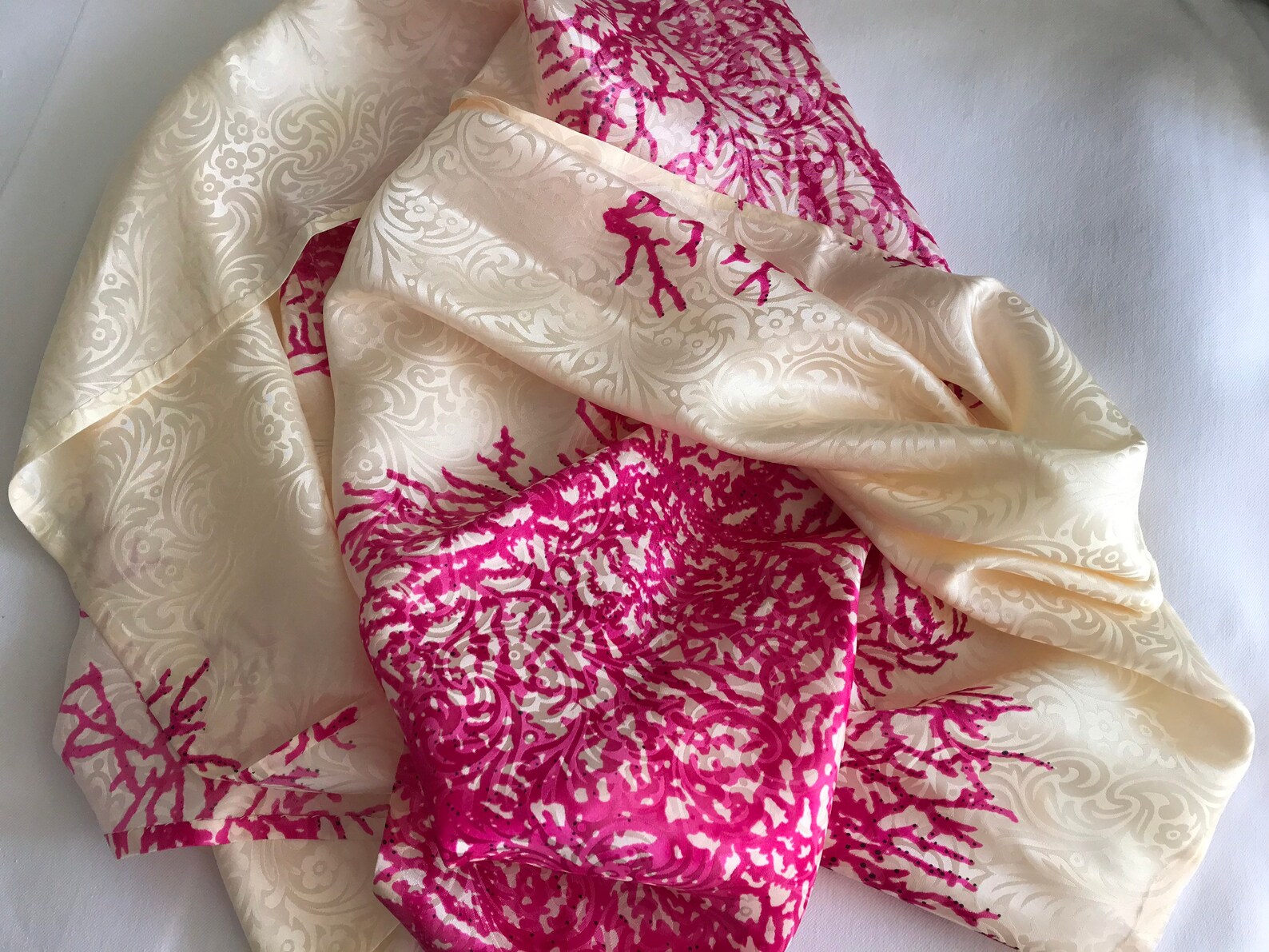 Cream and Pink Scarf - Etsy