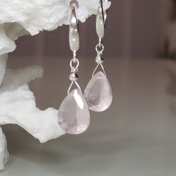 Rose Quartz Earrings - Etsy