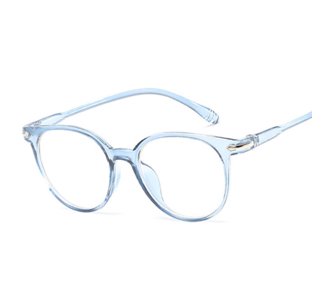 Transparent Round Clear and Blue Frames Blueray Blocking Glasses, Nerd ...