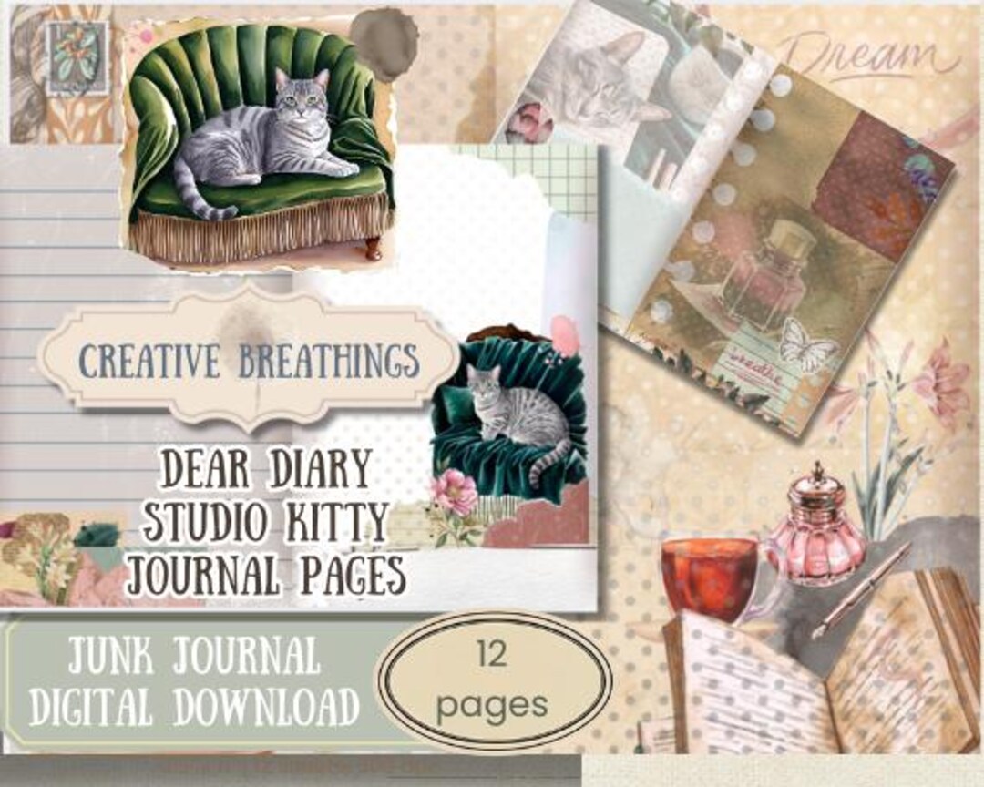 Dear Diary Studio Kitty Junk Journal Pages (digital Download) Cozy ...