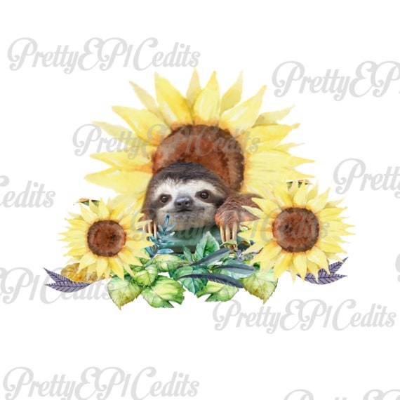 Sloth Botanical Sunflower Garden Brown Sloth Sloth Decals | Etsy