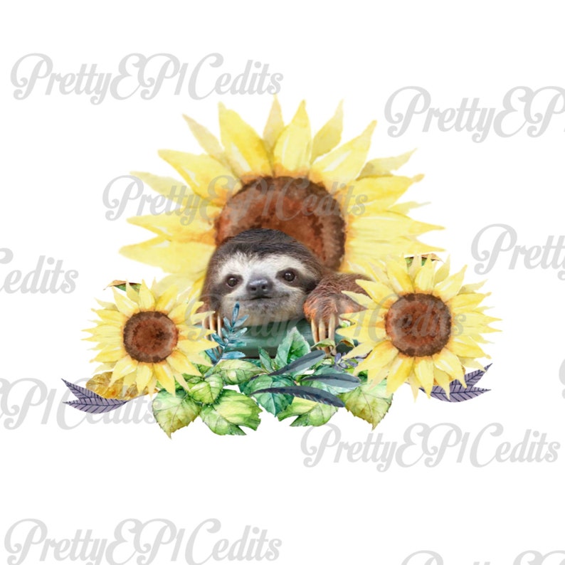 Sloth Botanical Sunflower Garden Brown Sloth Sloth Decals - Etsy