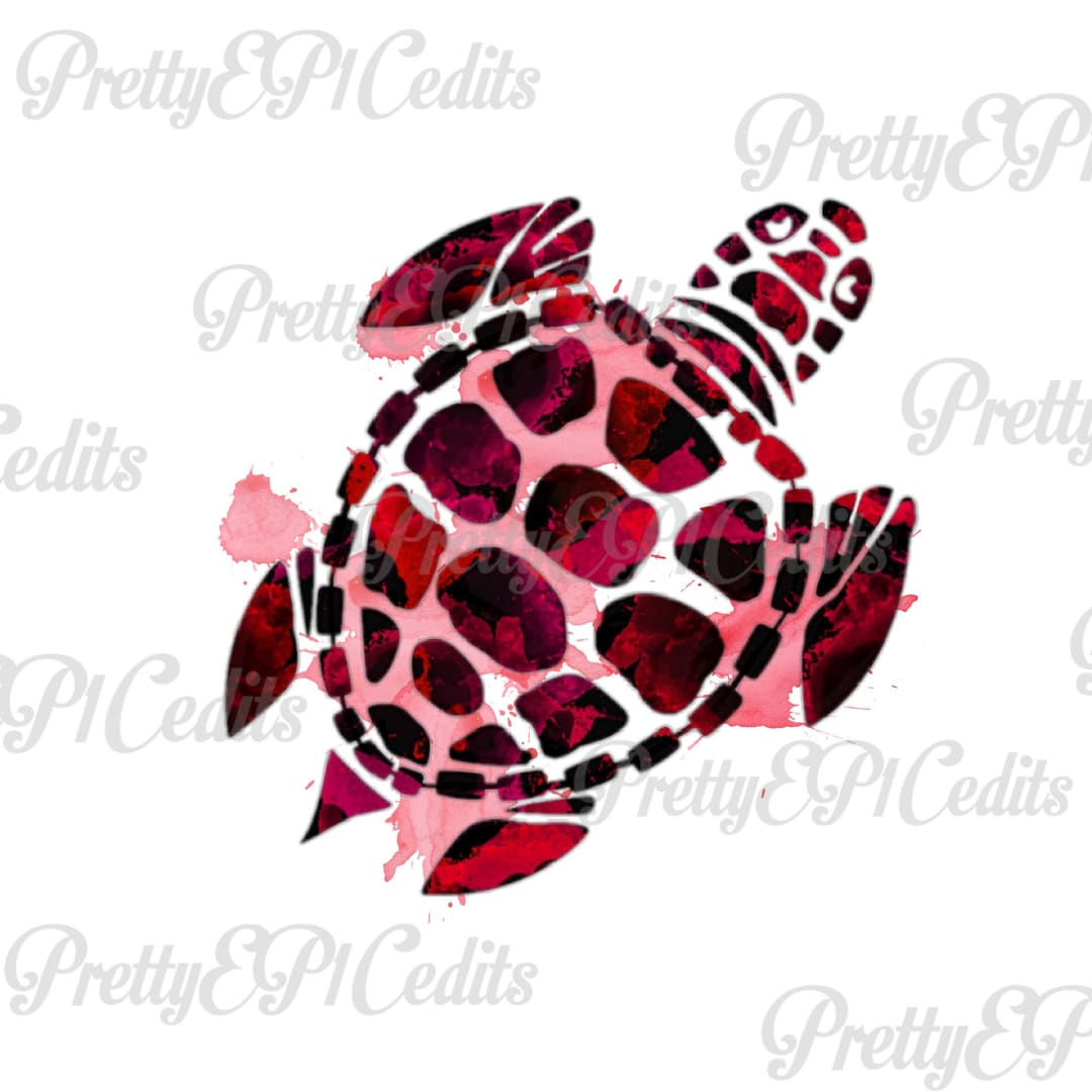 Ruby Red Sea Turtle, Watercolor, Digital Download, Clip Art, PNG, JPG ...