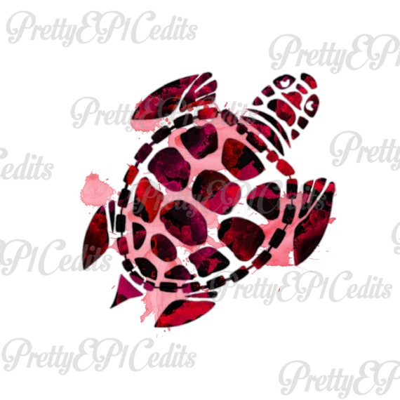 Ruby Red Sea Turtle Watercolor Digital Download Clip Art | Etsy