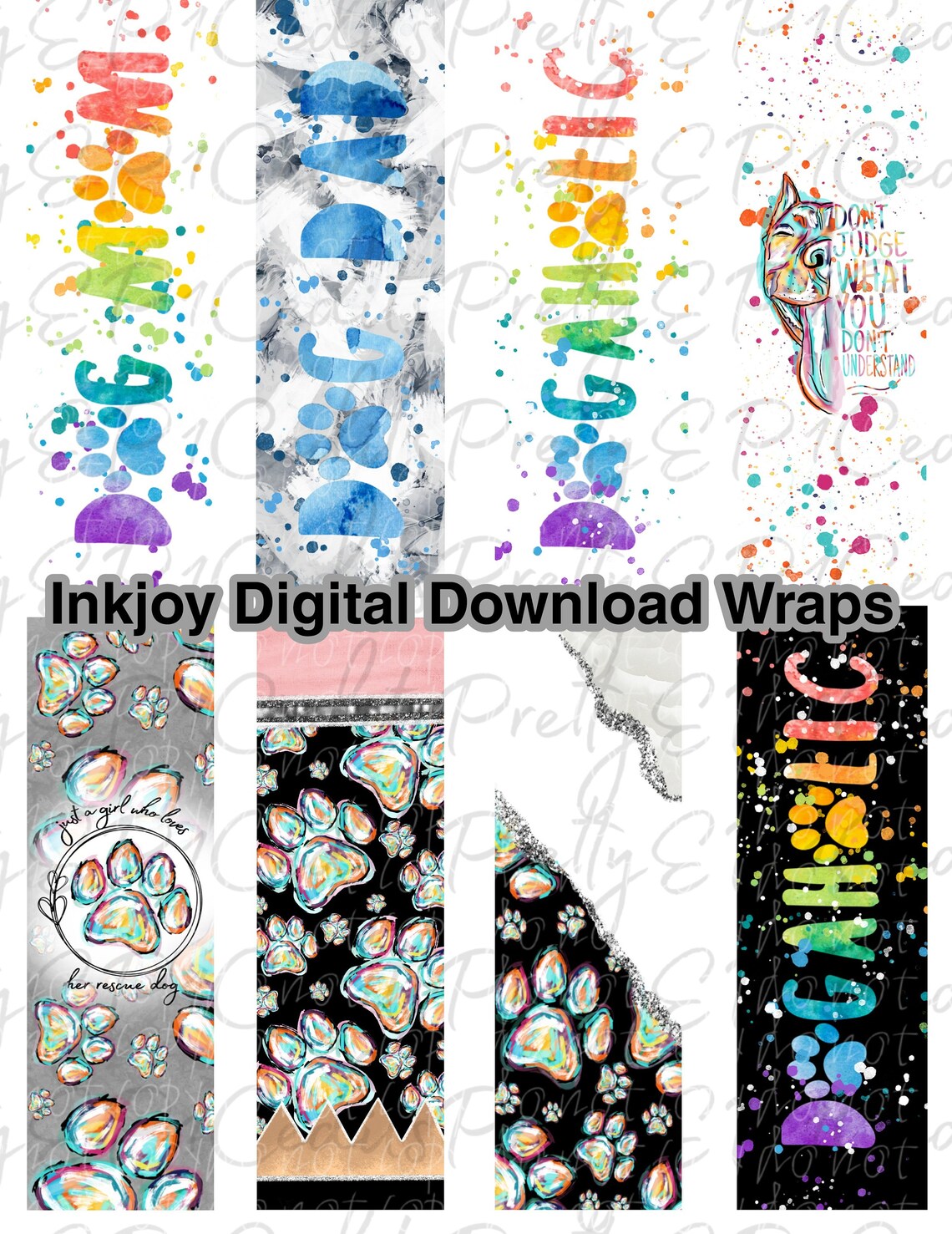 Pen Design Wrap Bundle, Dog Designs, Rescue Dog, Paw Prints, Pen Wrap ...