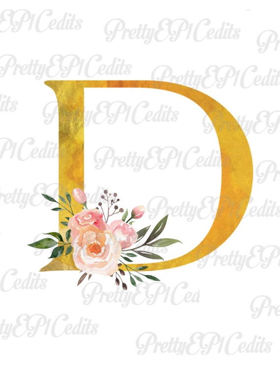 Monogram letter monogram letter D floral monogram digital | Etsy