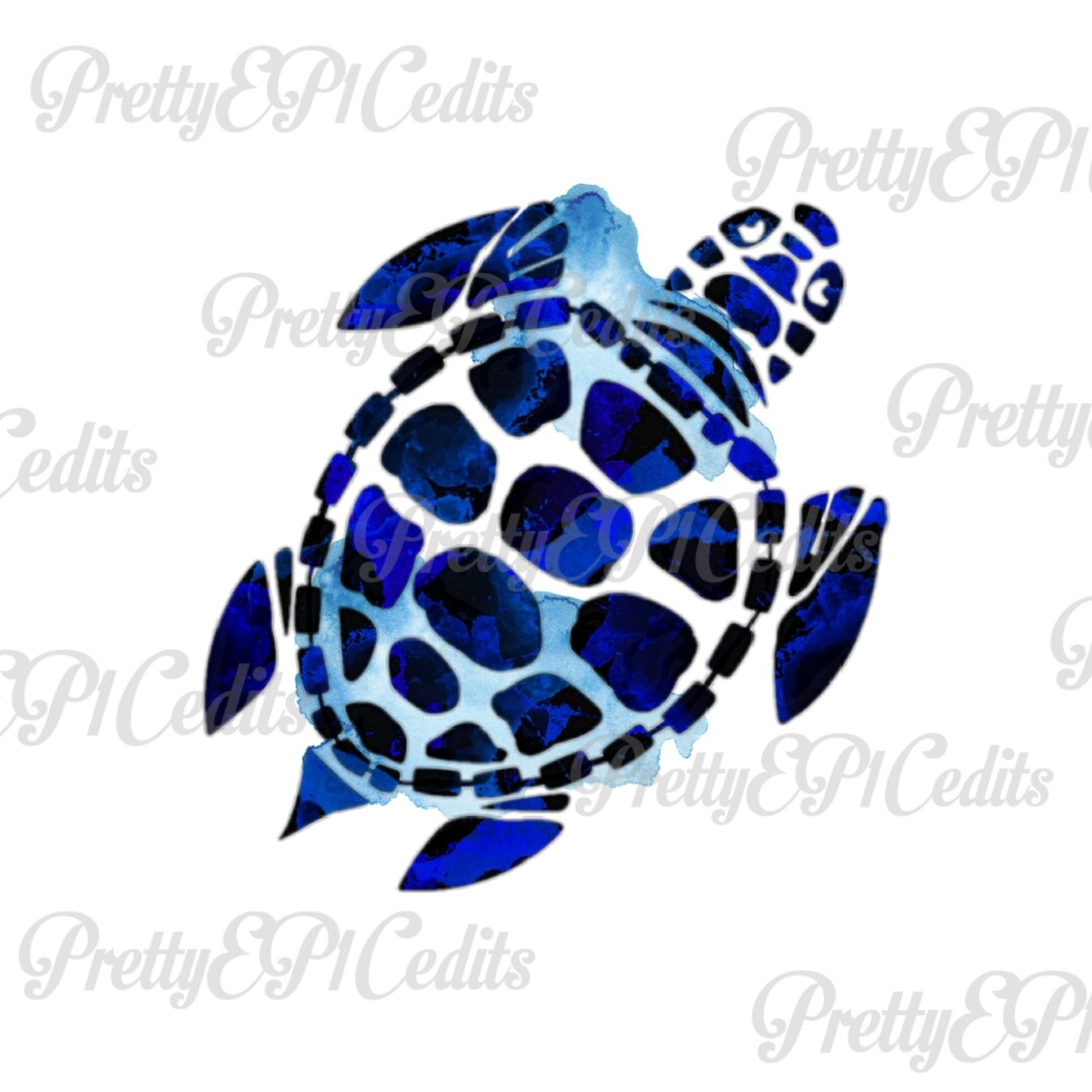 Saphire Blue Sea Turtle, Watercolor, Digital Download, Clip Art, PNG ...