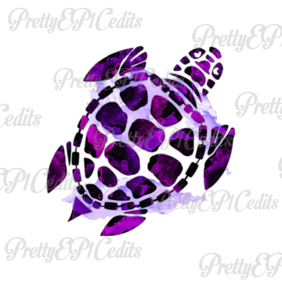 Amethyst Purple Sea Turtle, Watercolor, Digital Download, Clip Art, PNG ...