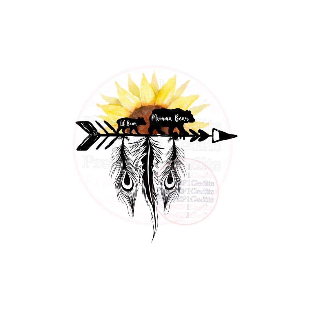 Boho Sunflower Arrow, Mama Bear Decal, Baby Bear, Sunshine, Digital ...