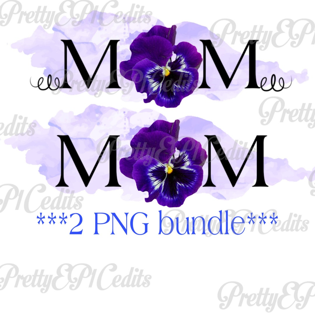 2 PNG Mom, Purple Flower, Purple Watercolor, Mother's Day, Digital ...