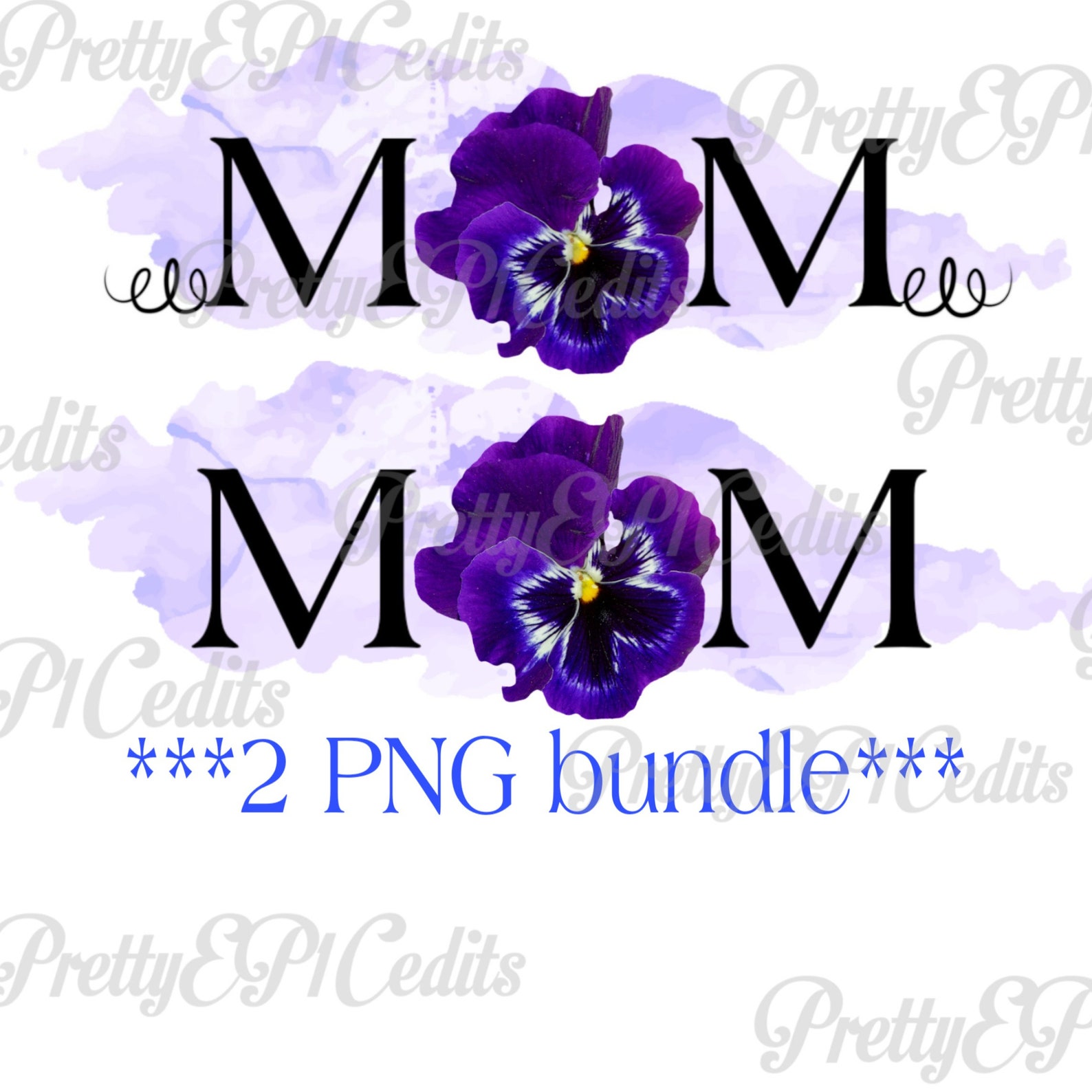 2 PNG Mom Purple Flower Purple Watercolor Mother's Day | Etsy
