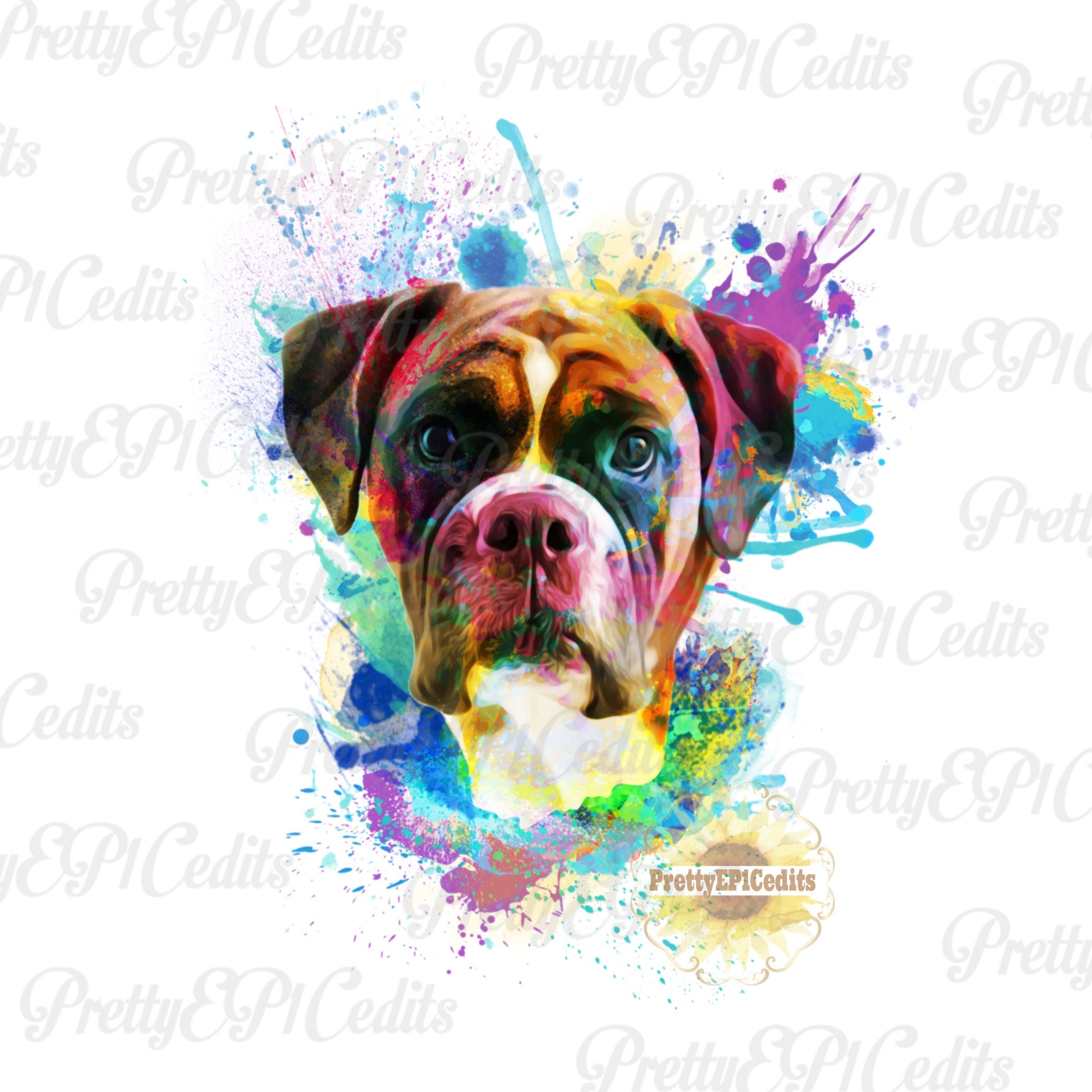Watercolor boxer watercolor dog rainbow boxer digital | Etsy