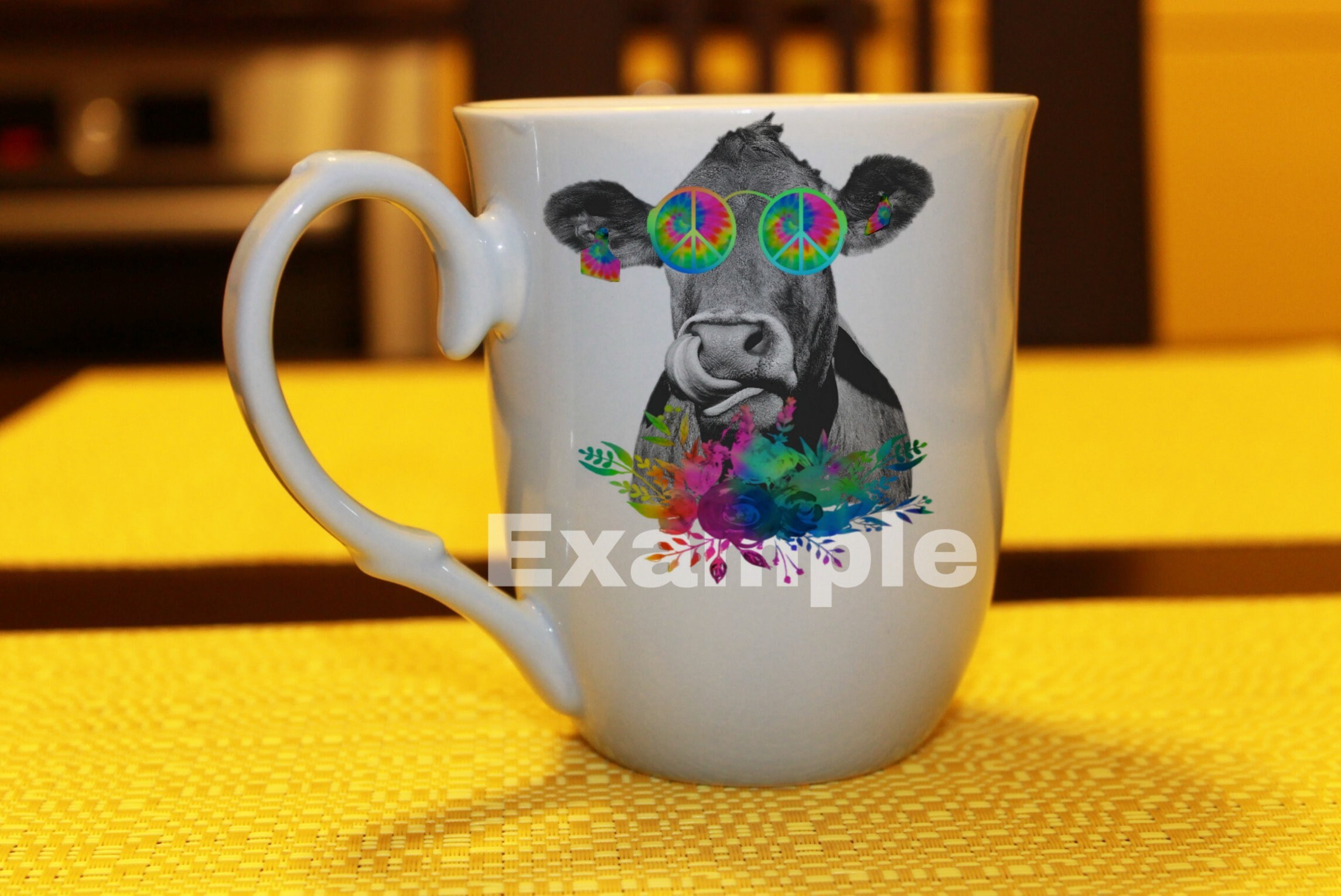 Hippie Cow Tye Dye Cow Tie Dye Cow Retro Glassescow Lick - Etsy