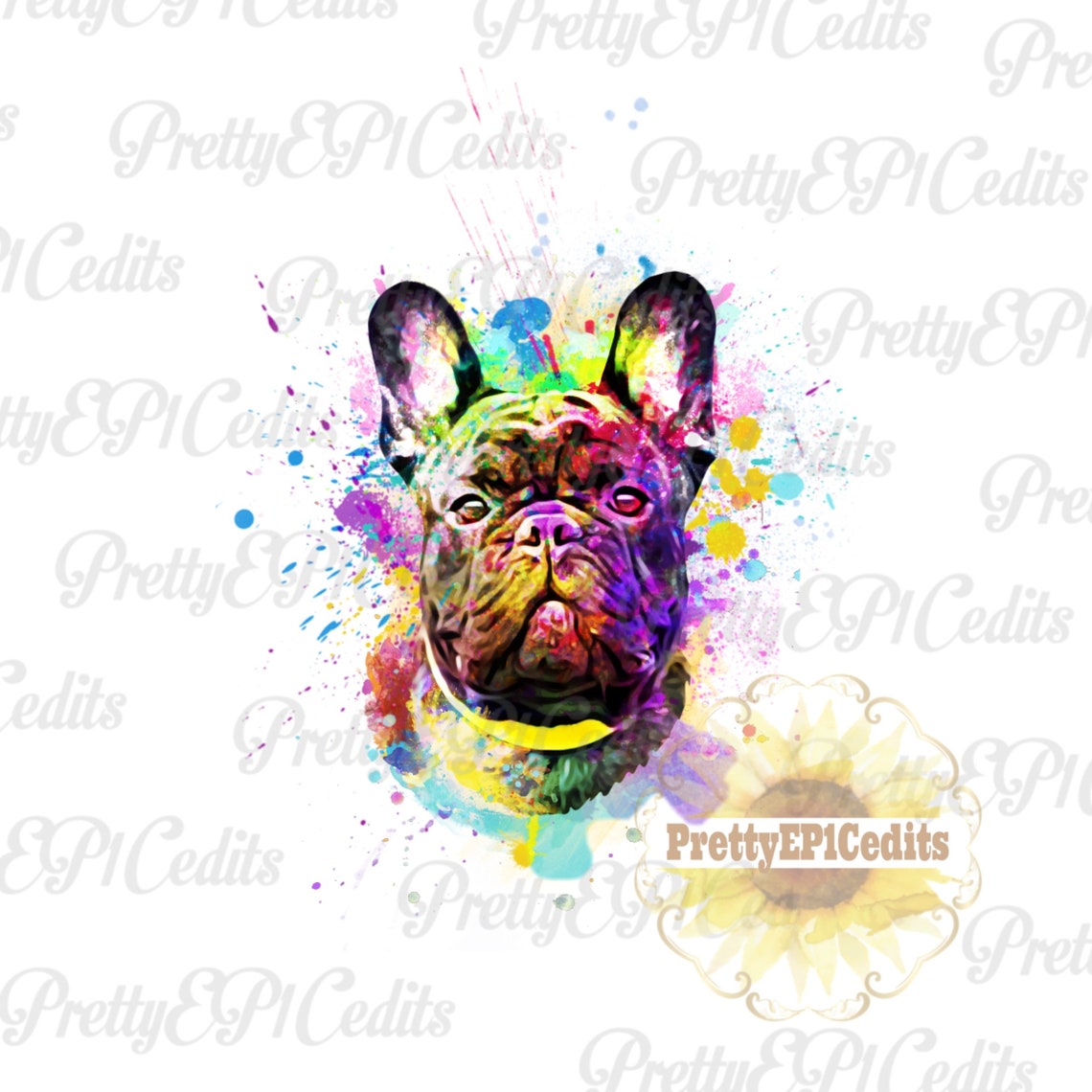 Watercolor Frenchie, Watercolor Dog, Rainbow Frenchie, Digital Download ...