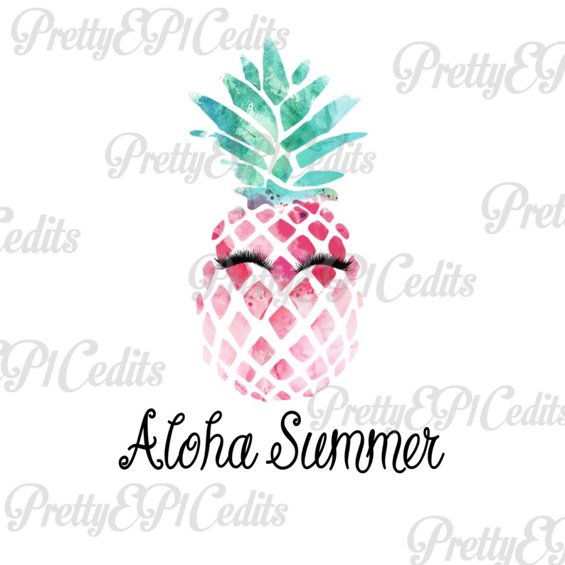 Watercolor pineapple aloha summer quote digital download | Etsy