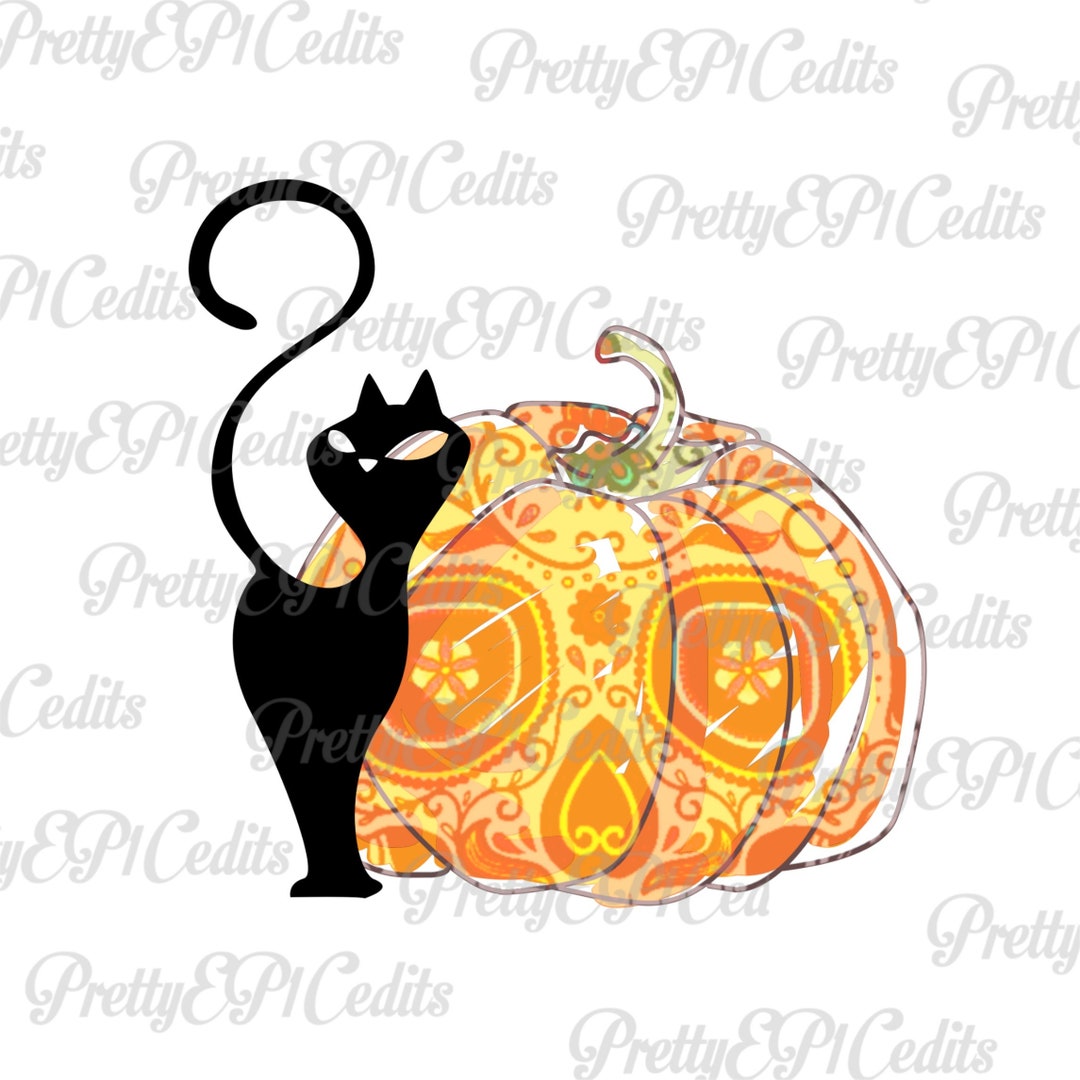 Sugar Skull Pumpkin, Halloween Cat, Halloween Pumpkin, Digital Download ...