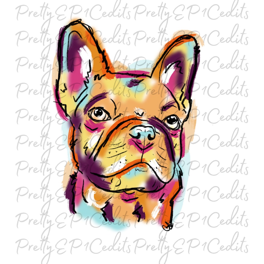 Frenchie Design, French Bulldog, Pop Art Dog, Watercolor Dog, Digital ...