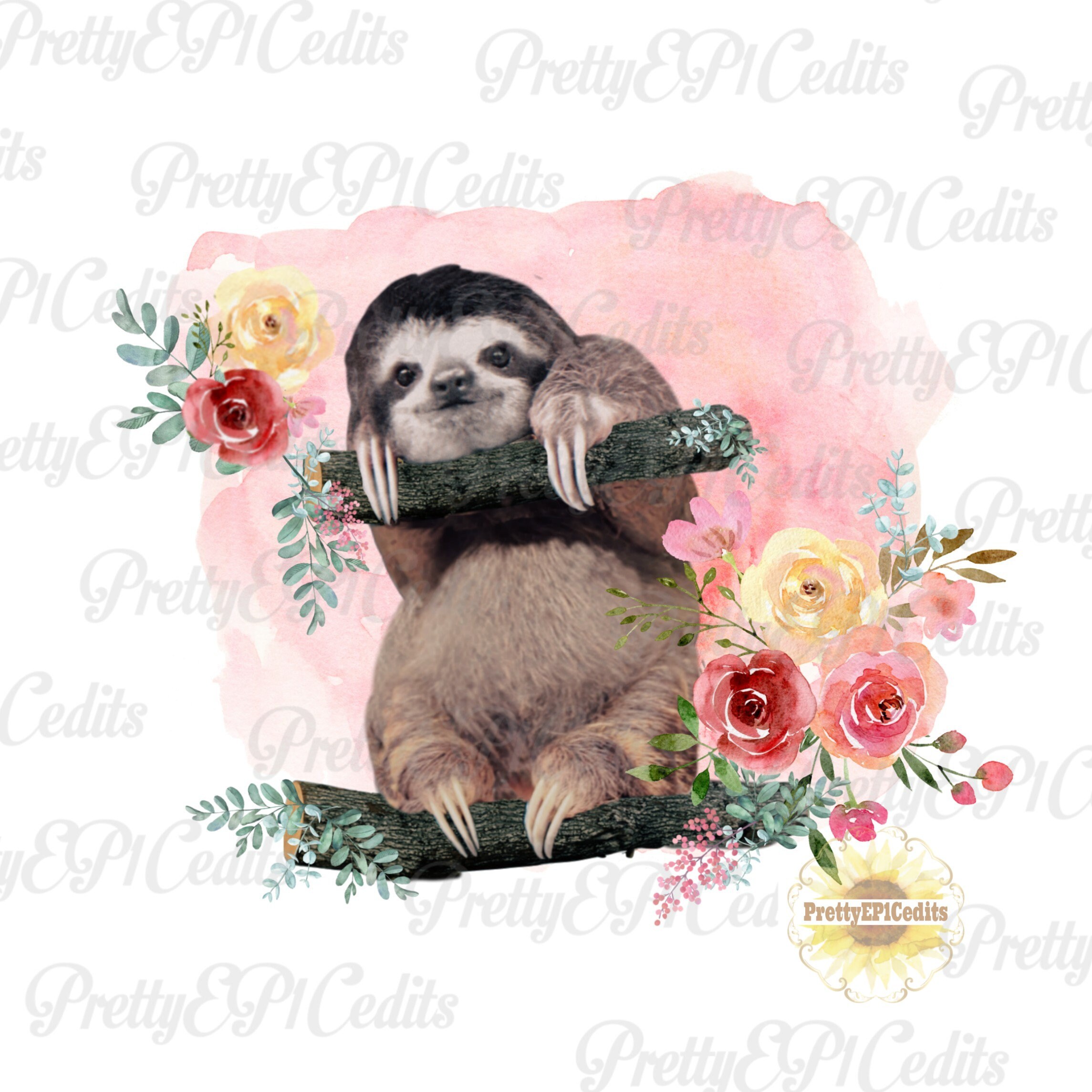 Sloth and Flowers, Just a Girl Who Loves Sloths, Sloth Design, Digital ...
