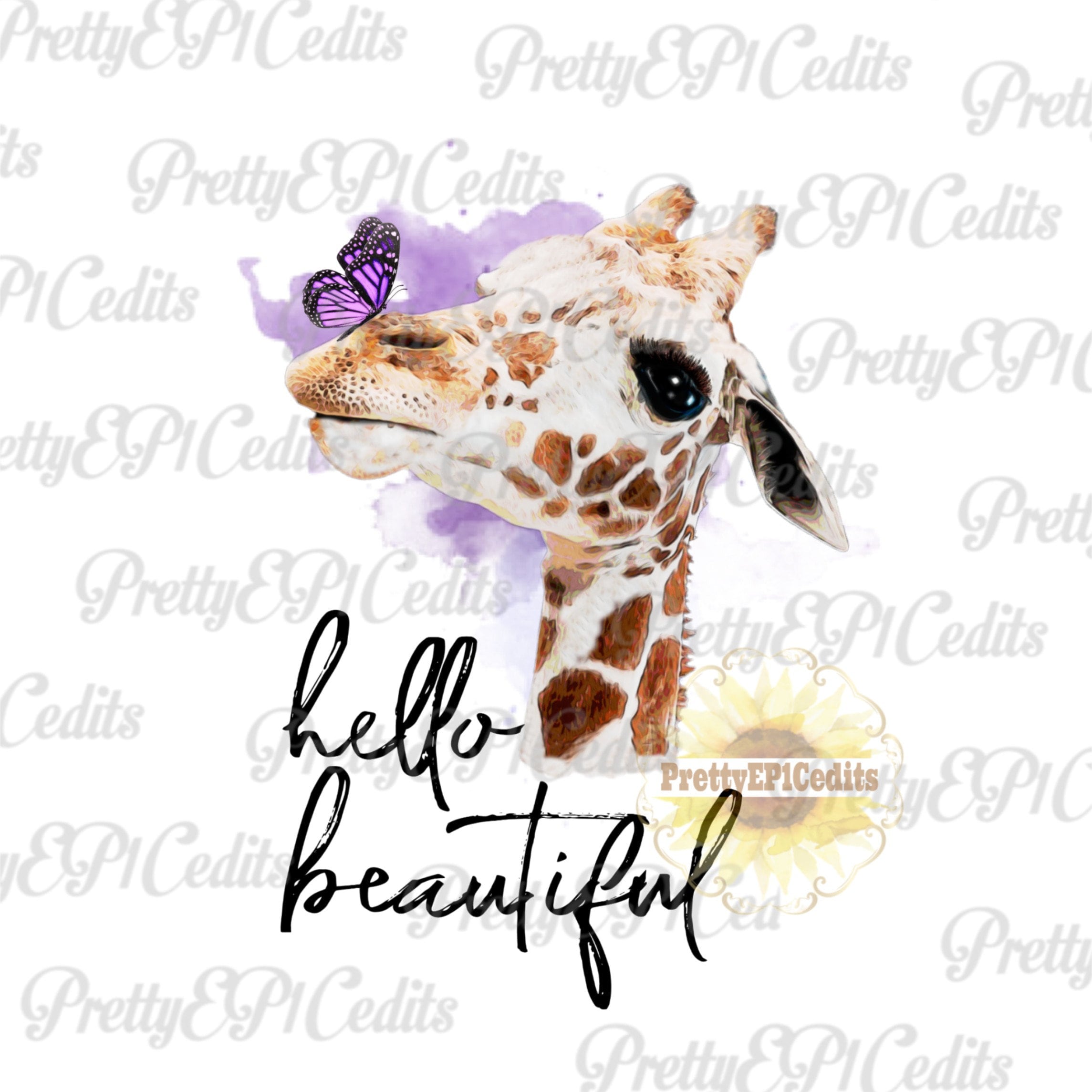 Watercolor Giraffe Hello Beautiful Giraffe Butterfly | Etsy