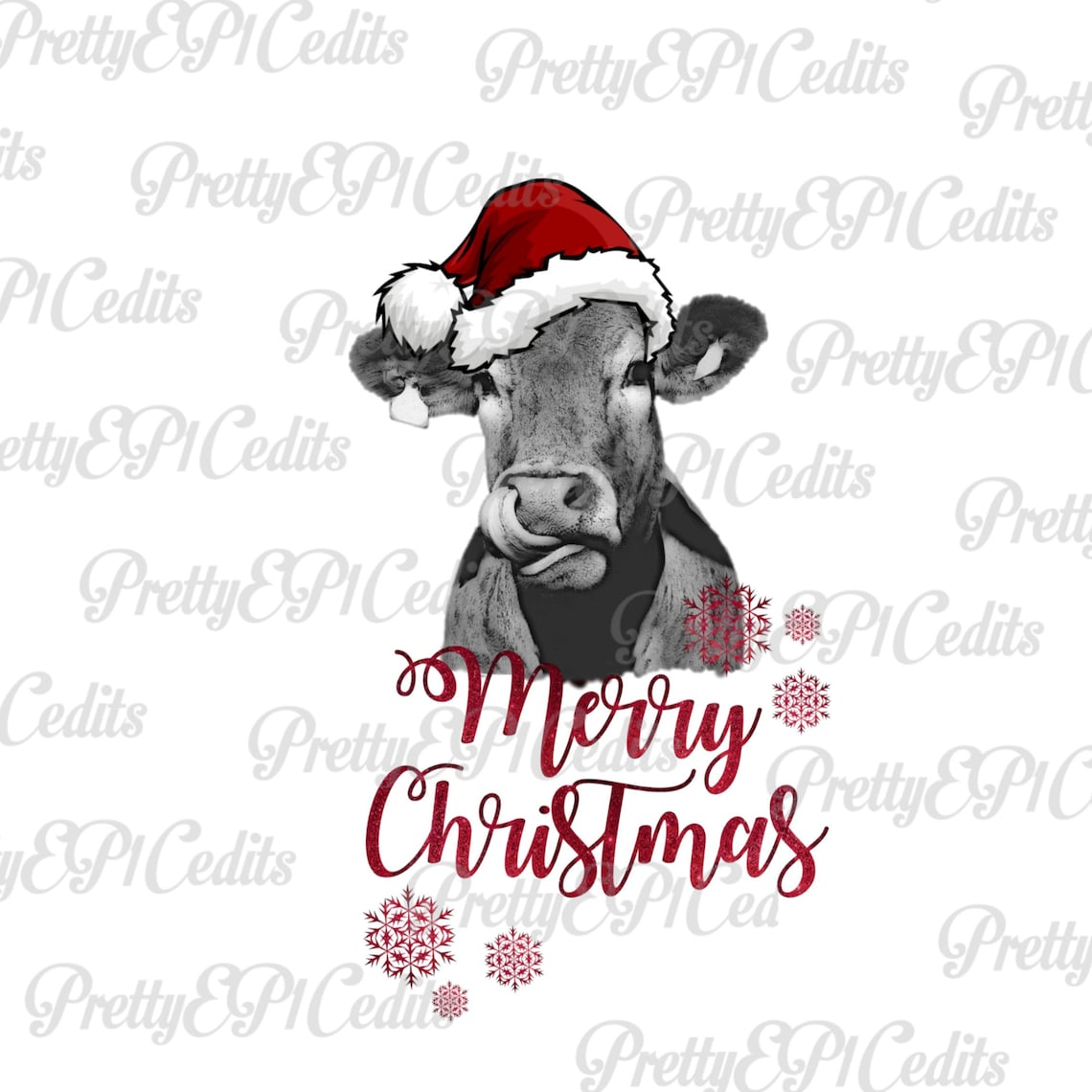 Christmas Cow Holiday Cow Festive Cow Santa Cow Digital - Etsy