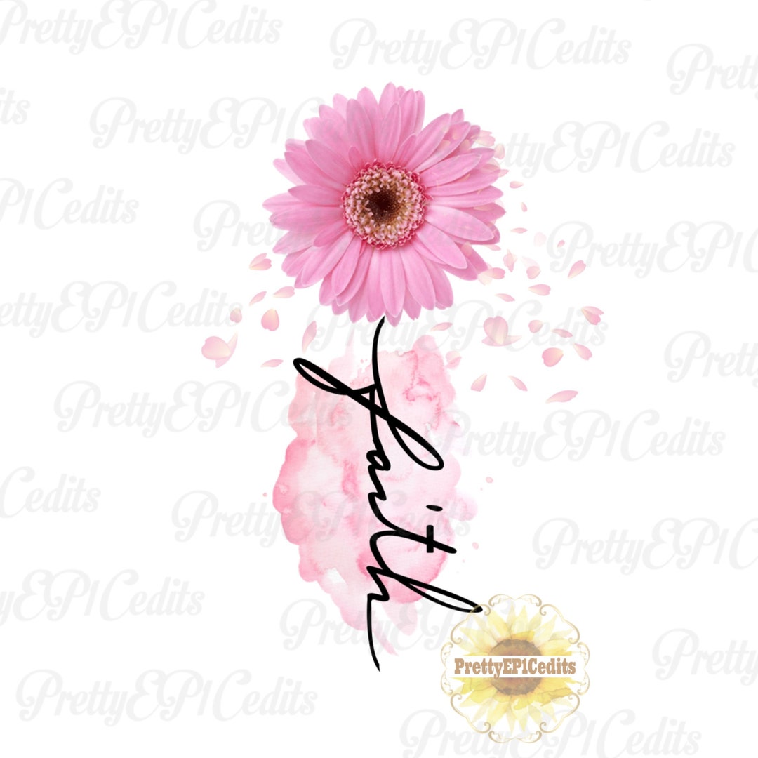 Pink Daisy Faith Cross, Watercolor, Digital Download, Watercolor Design ...