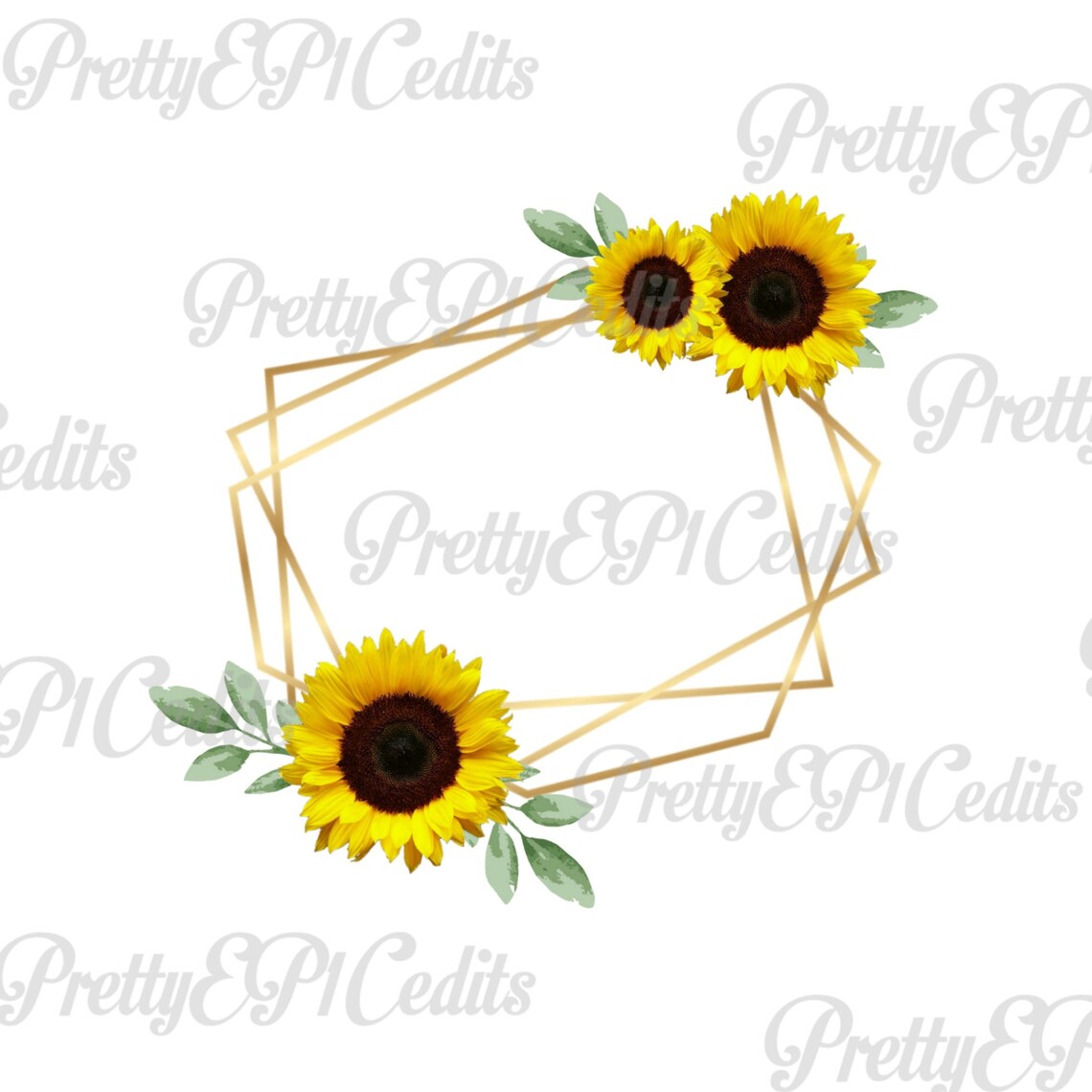 Floral Frame Gold Sunflowers Geometric Printable Digital - Etsy