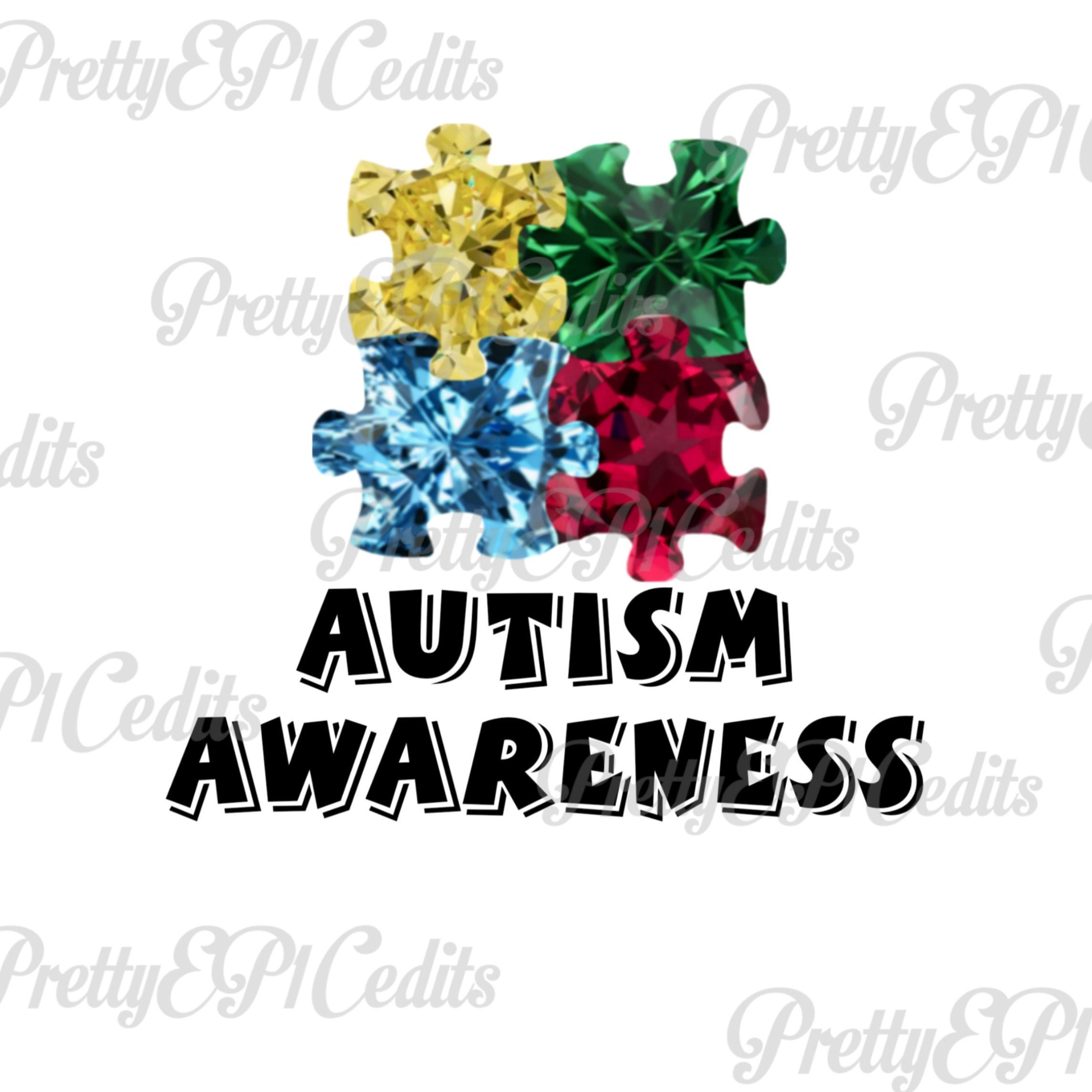 Primary Colors Gemstones Autism Awareness Puzzle Pieces | Etsy