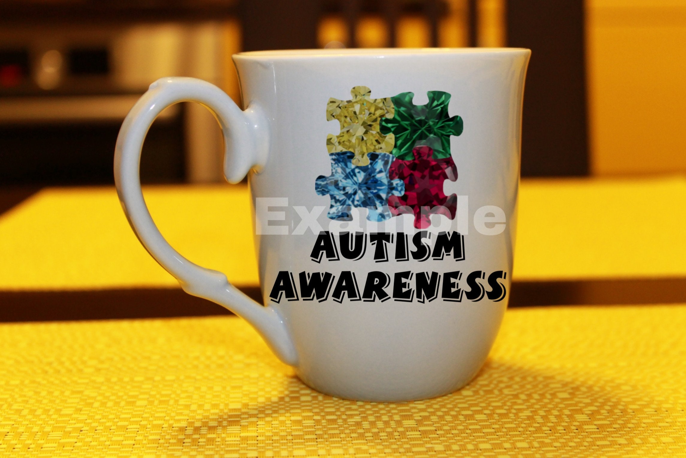 Primary Colors Gemstones Autism Awareness Puzzle Pieces | Etsy