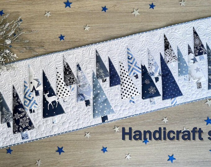 Blue Christmas Tree Table Runner Quilt Kit: Pre-cut (16"x53") - Etsy