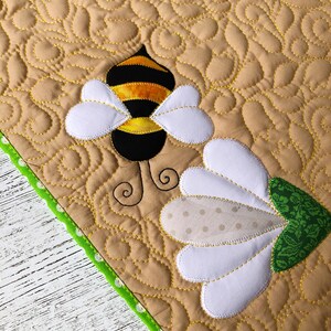 Quilted Bees and Flowers Table Runner, Spring Runner, Bed Topper ...