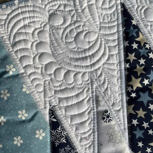 Winter Wonderland Quilted Table Runner: Blue Snowy Forest Decor, 16x54 ...