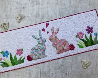 Spring, Easter Quilted Table Runner, Pastel Table Topper, Extra Long Table Quilt - Etsy