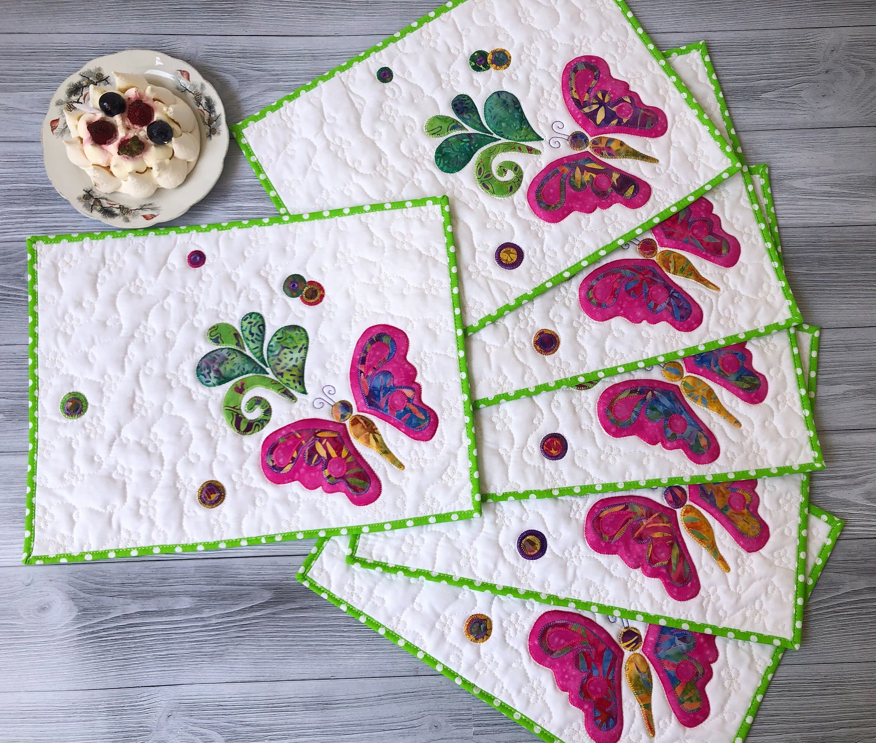 Set of 6 Quilted Butterfly Placemats Mothers Day Quilted - Etsy