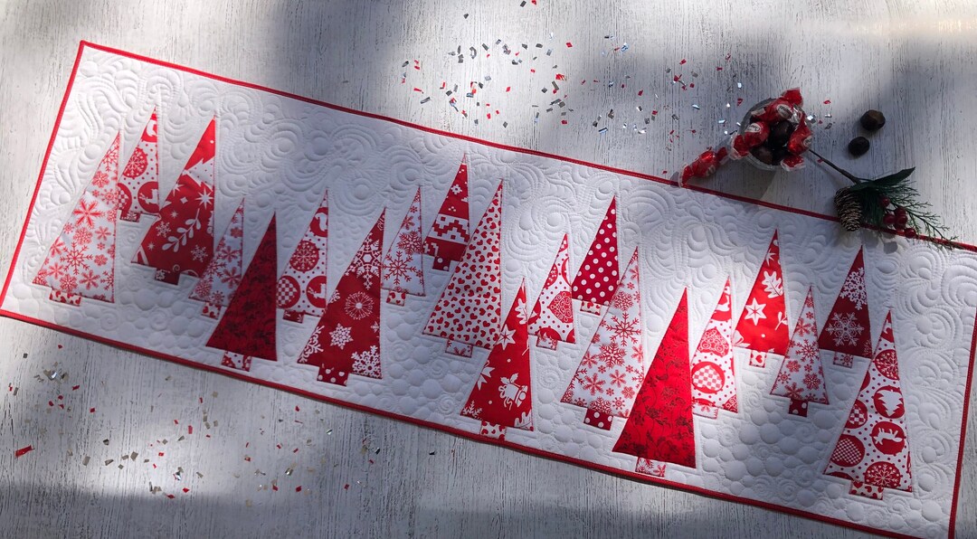 Quilted Christmas Table Runner – Handmade Red Holiday Decor With Free ...