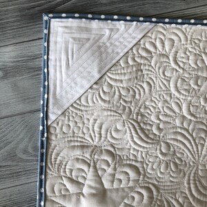 Winter Quilt, Quilted Wall Hanging, Christmas Quilted Blanket, Blue-white Trees and Stars ...