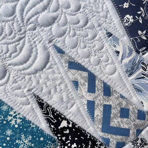 Winter Wonderland Quilted Table Runner: Blue Snowy Forest Decor, 16x54 ...